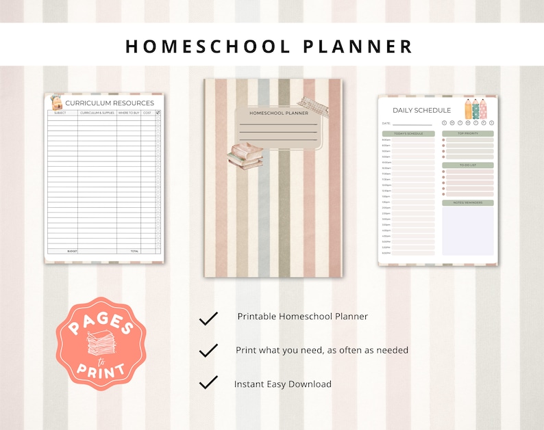 Printable Homeschool Planner: Daily, Weekly, Monthly Schedules for ...
