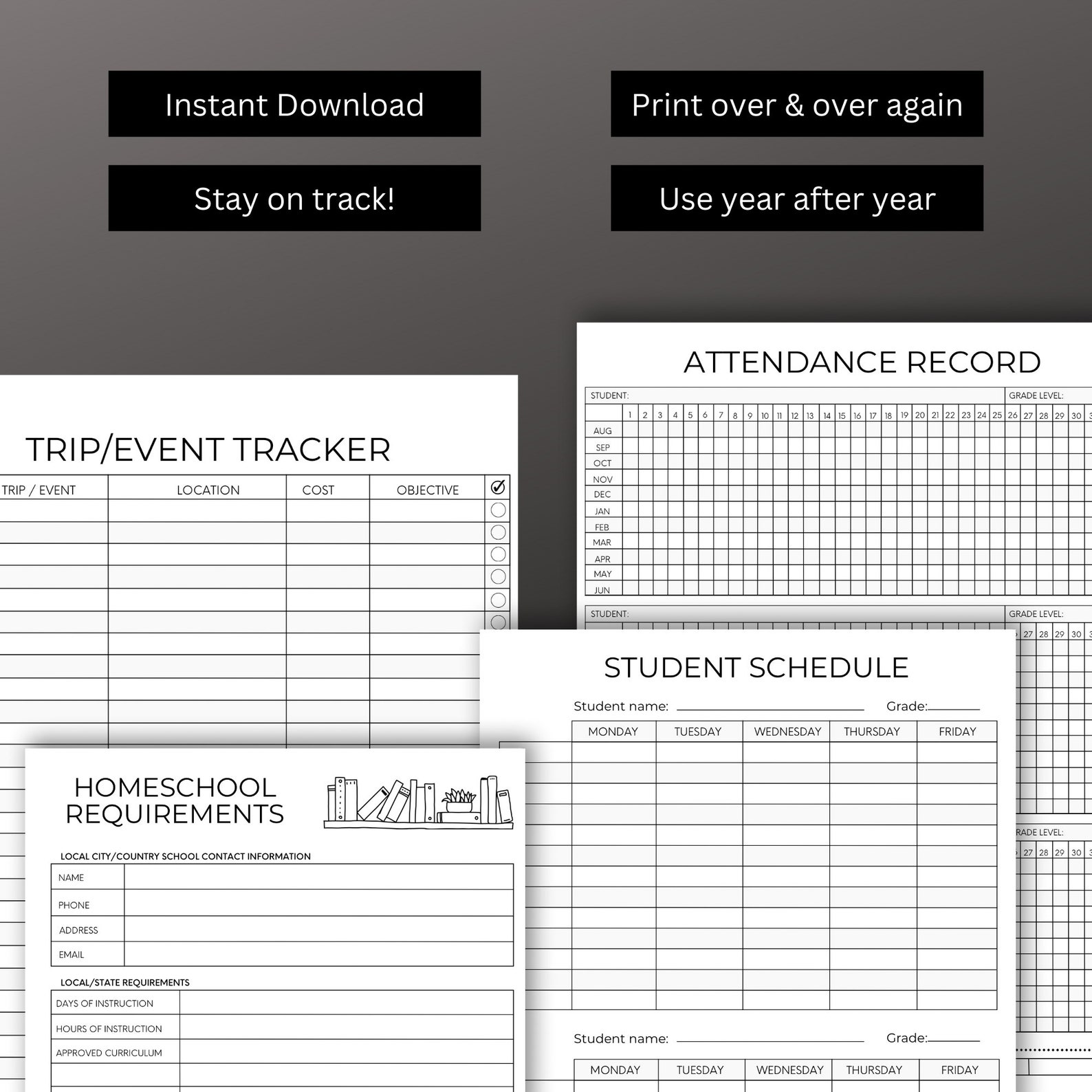 50+ Homeschool Forms Bundle Documents Printable Tracker Schedule Log ...