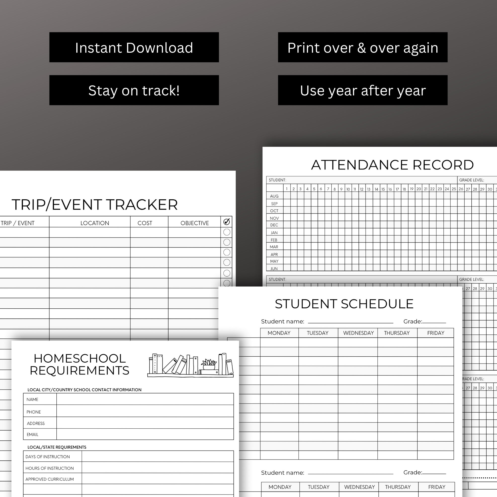 50+ Homeschool Forms Bundle Documents Printable Tracker Schedule Log ...
