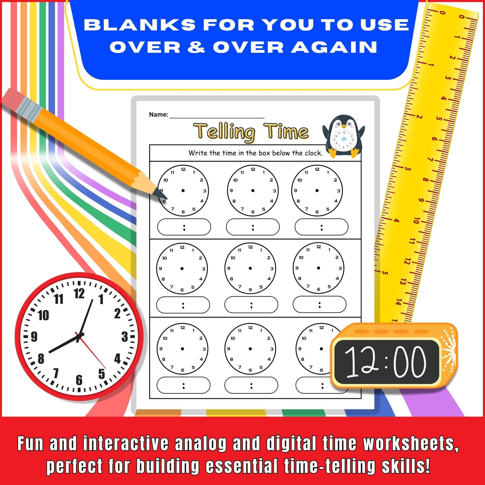 Learning to Tell Time Worksheets - Digital and Analog Clock Activities ...