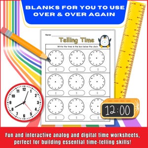 Learning to Tell Time Worksheets - Digital and Analog Clock Activities ...