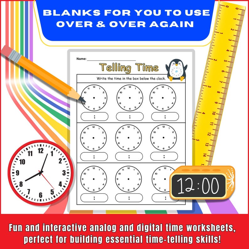 Learning to Tell Time Worksheets - Digital and Analog Clock Activities ...