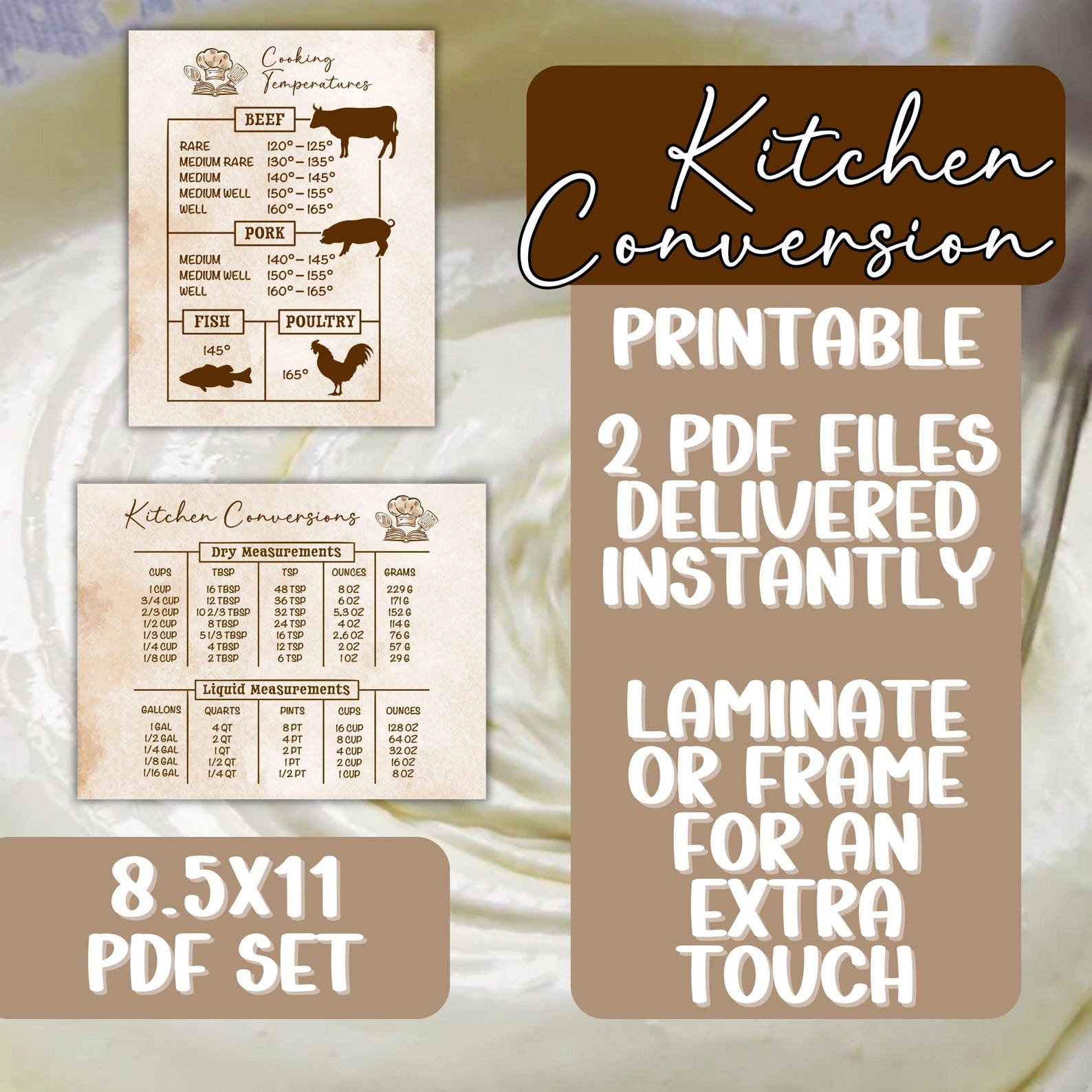 Homestead Kitchen Conversion Printables | Cooking Cheat Sheet | PNG PDF ...