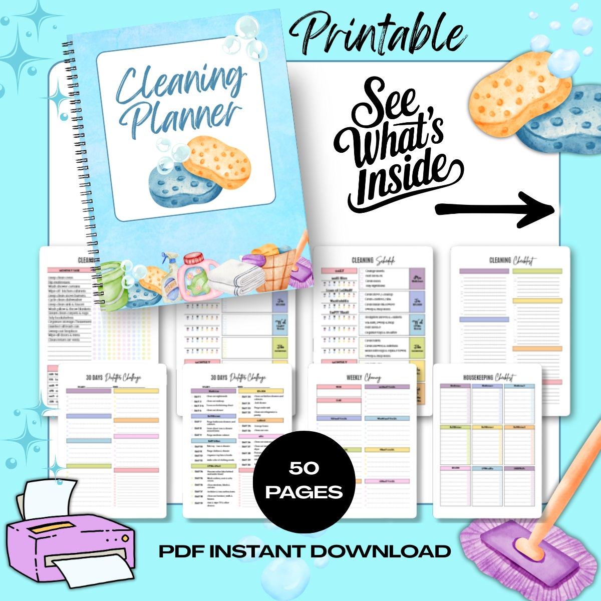 Cleaning Planner Printable, Room-by-room Chore Schedule for ADHD ...