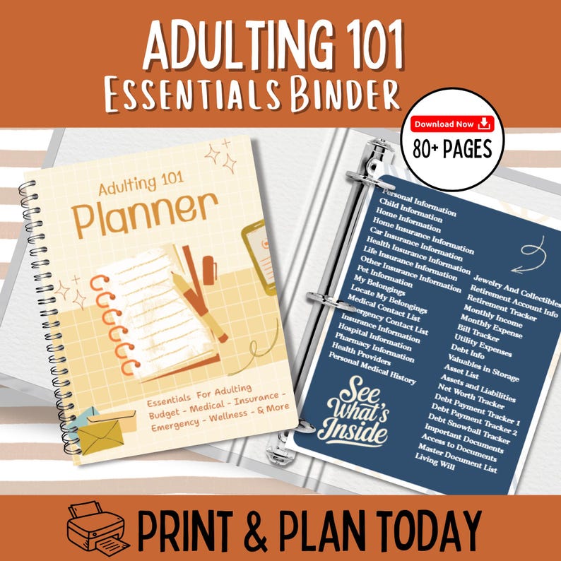 Young Adulting Planner Life Skills PDF: Printable Organizer ...