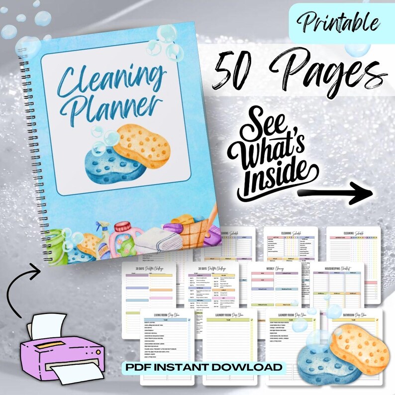 Cleaning Planner Printable, Room-by-room Chore Schedule for ADHD ...