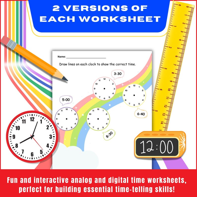Learning to Tell Time Worksheets - Digital and Analog Clock Activities ...