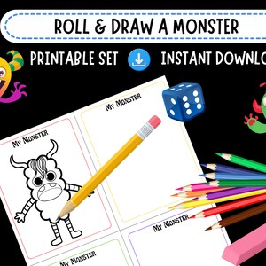 Halloween Monster Drawing Activity - Fun Kit Printable Children Project ...