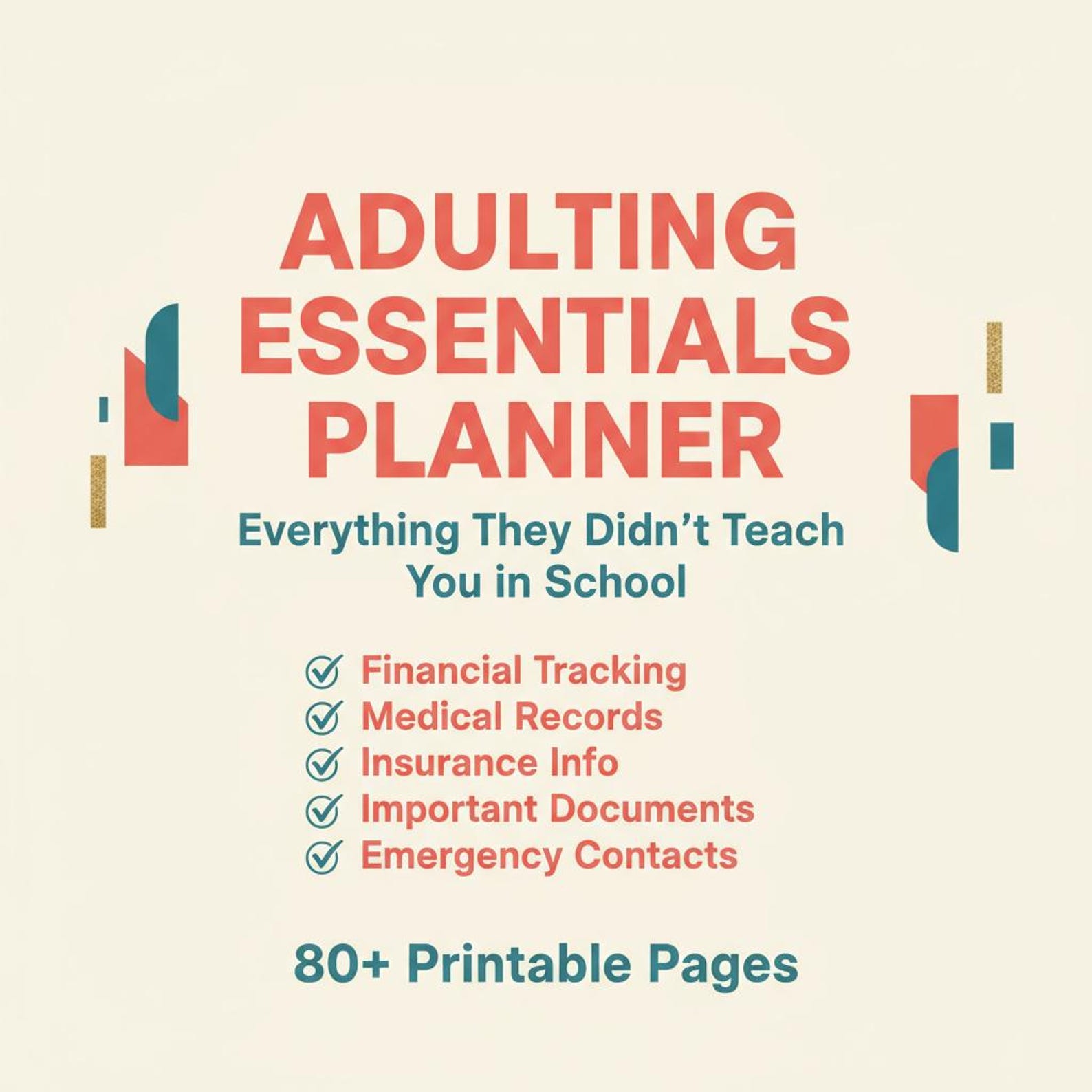 Young Adulting Planner Life Skills PDF: Printable Organizer ...