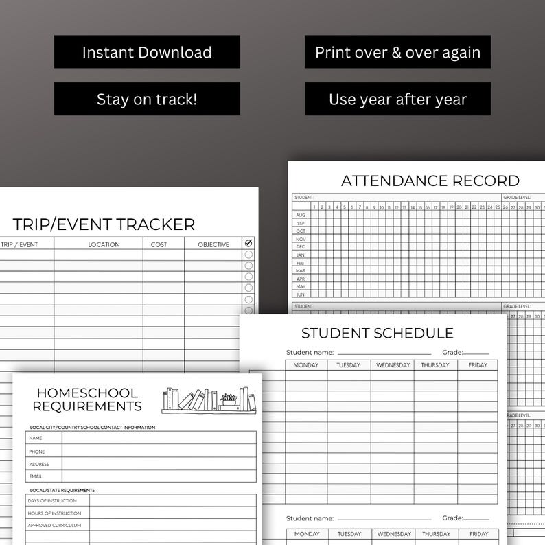 Homeschool Organization Printable: Curriculum, Planner, Schedules ...