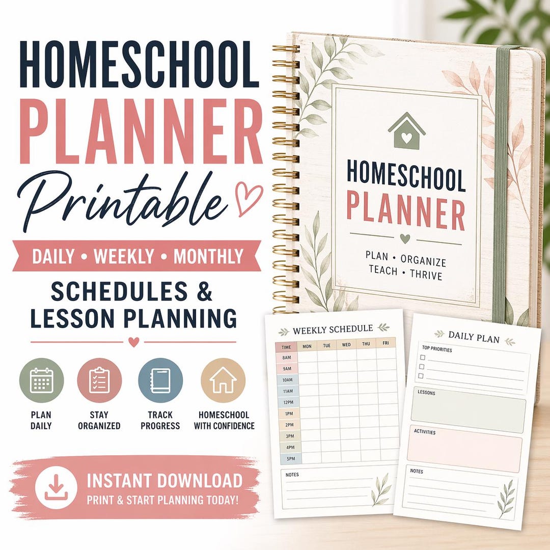 Homeschool Planner Printable PDF Homeschool Organizer Daily Weekly ...