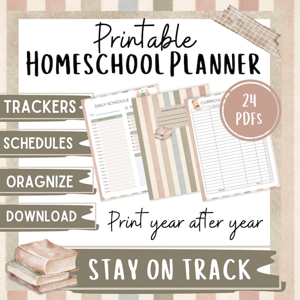 Homeschool Planner Printable 2024 2026, Homeschool Lesson Planner ...