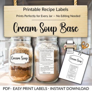 Cream Soup Base Dry Mix Recipe Labels | Printable Pantry Staples for ...