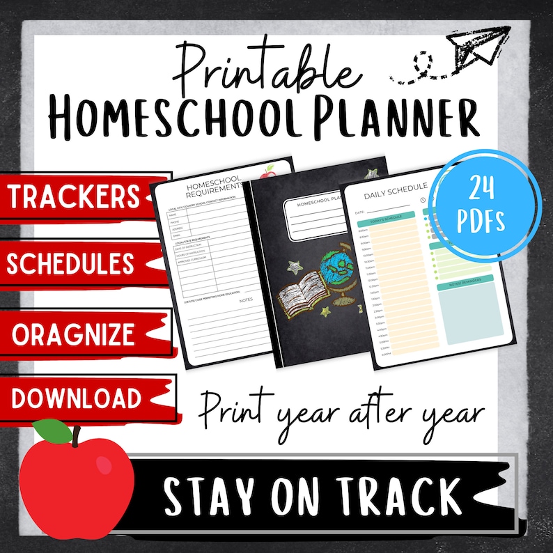 Homeschool Planner Printable Organizer & Tracker Daily, Weekly, Monthly ...