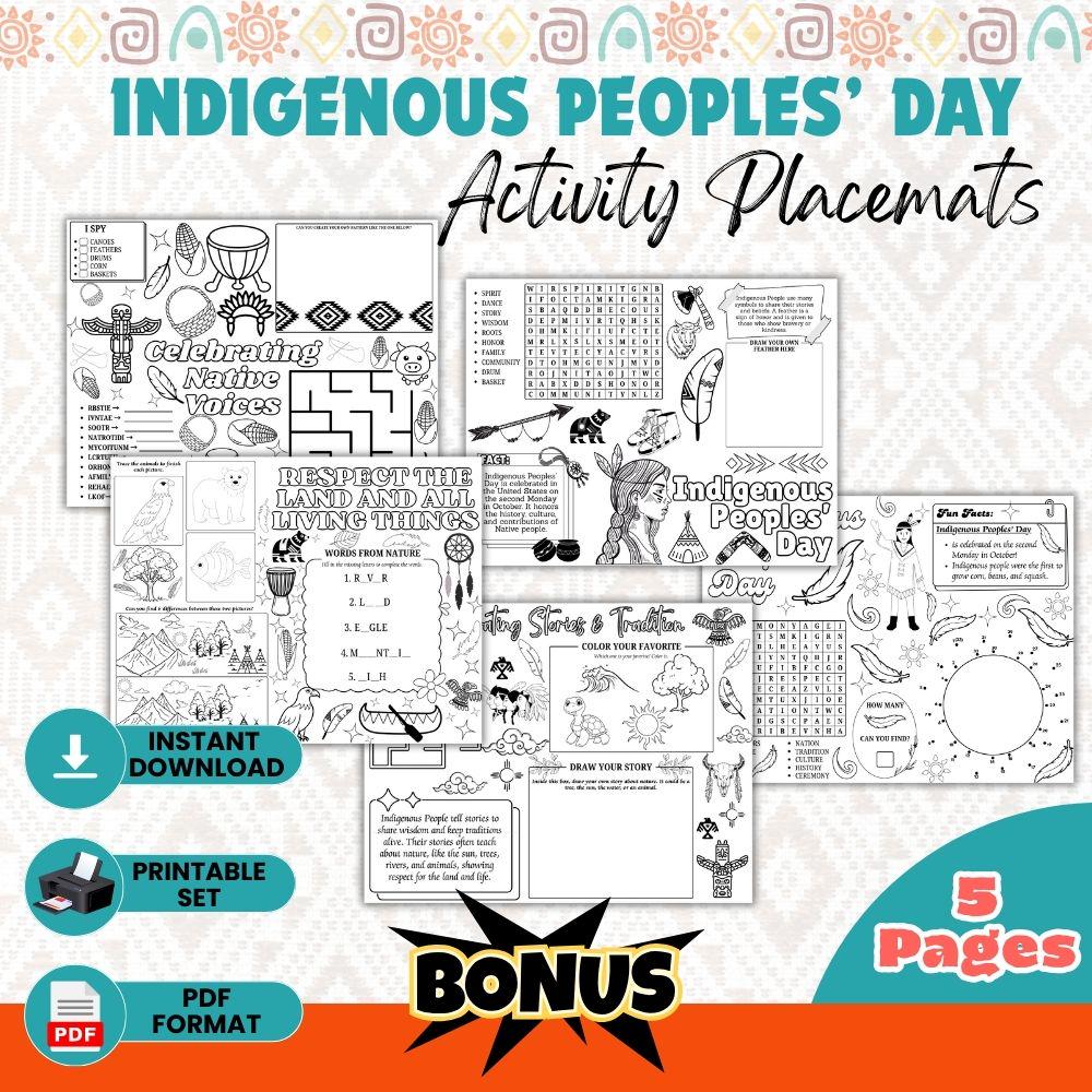 Indigenous People Activity Book + 5 Bonus Placemats | Printable 24-page ...