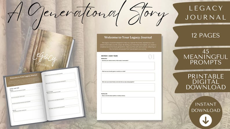 Legacy Journal | A Generational Story | 45 Prompts | Family Keepsake ...