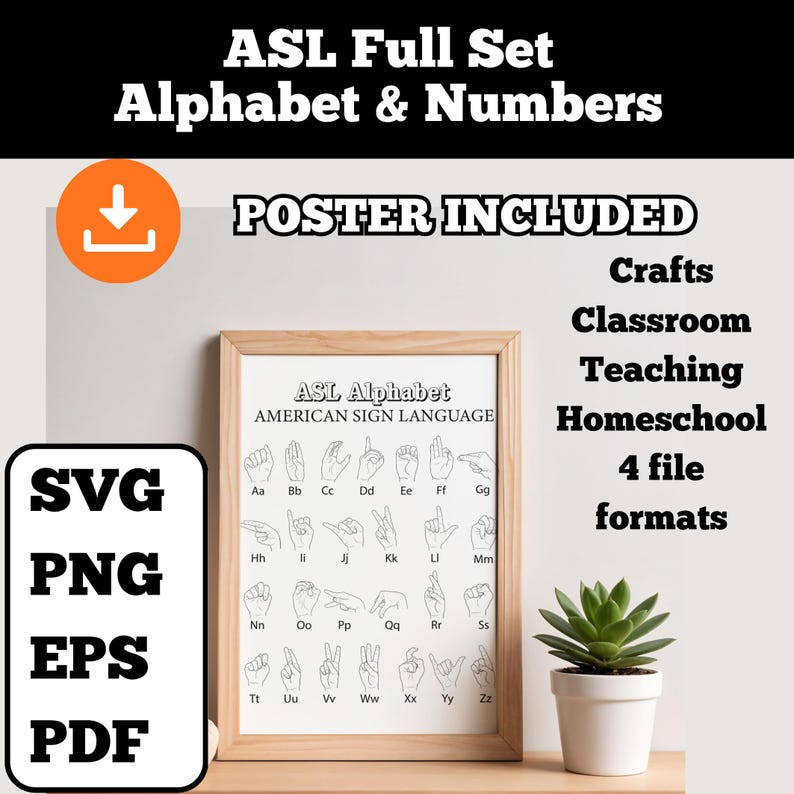 Alphabet & Number ASL Graphics Printable Includes Full Alphabet and ...