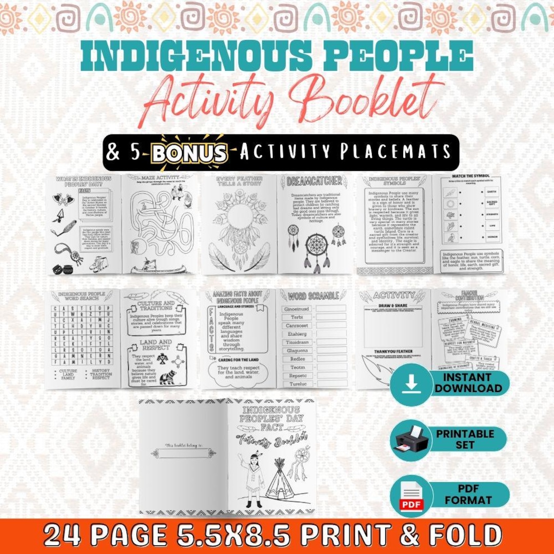 Indigenous People Activity Book + 5 Bonus Placemats | Printable 24-page ...