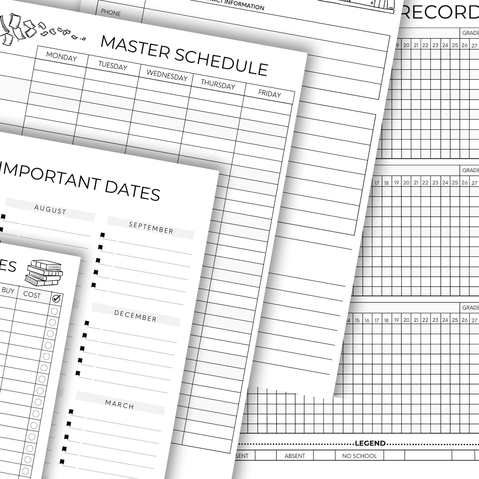 50+ Homeschool Forms Bundle Documents Printable Tracker Schedule Log ...
