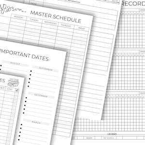 50+ Homeschool Forms Bundle Documents Printable Gift Tracker Schedule ...