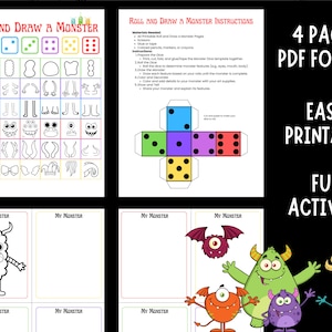 Halloween Monster Drawing Game: Roll and Draw Activity (printable) - Etsy