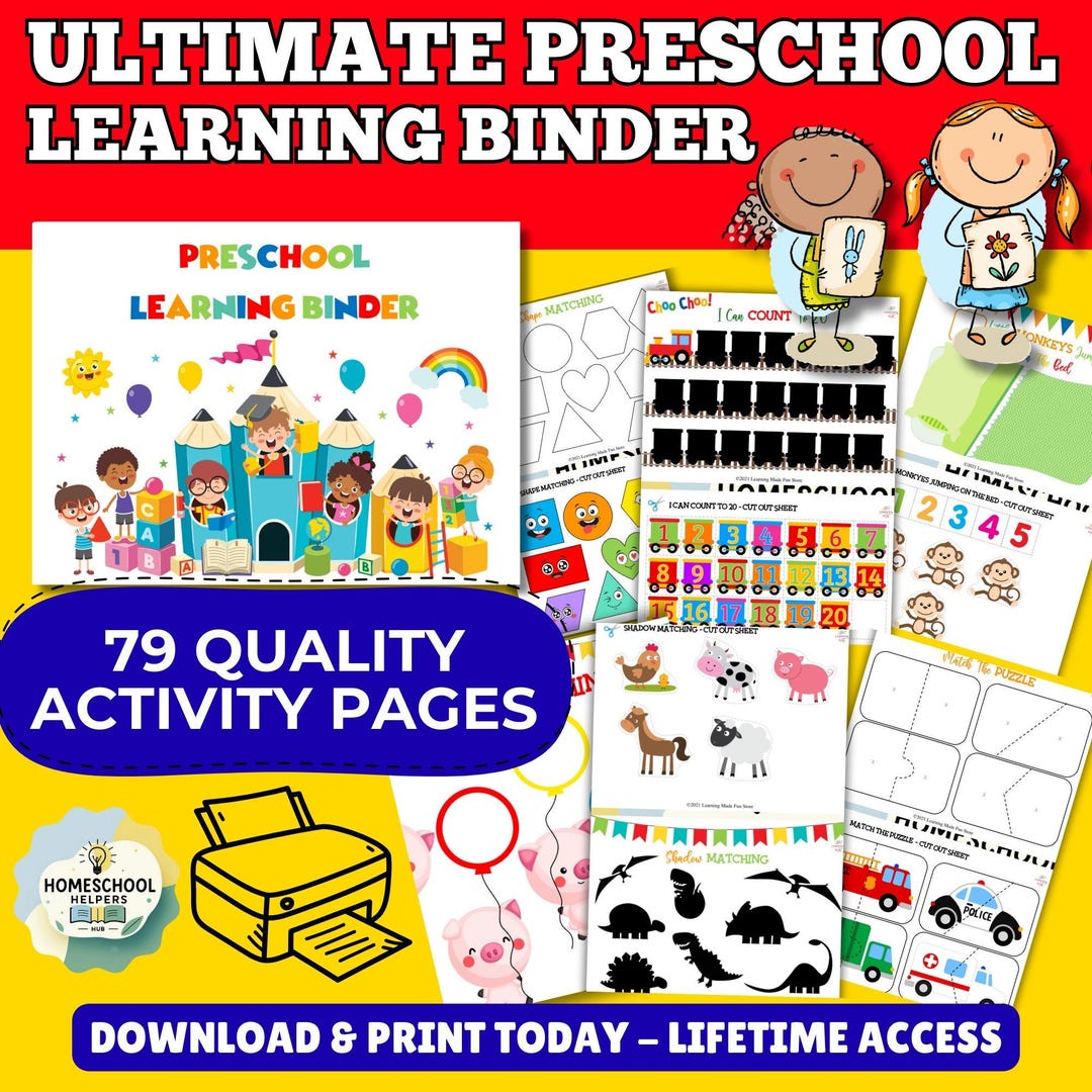 Preschool Learning Bundle Printable Fun: Colors, Numbers, Shapes ...