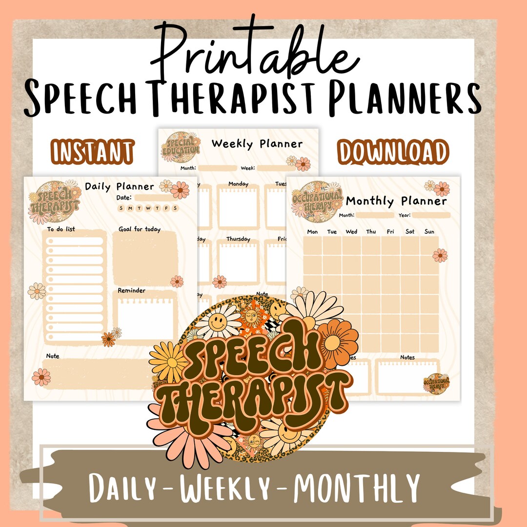 Speech Therapist Printable Planner Set: Daily, Weekly, Monthly ...