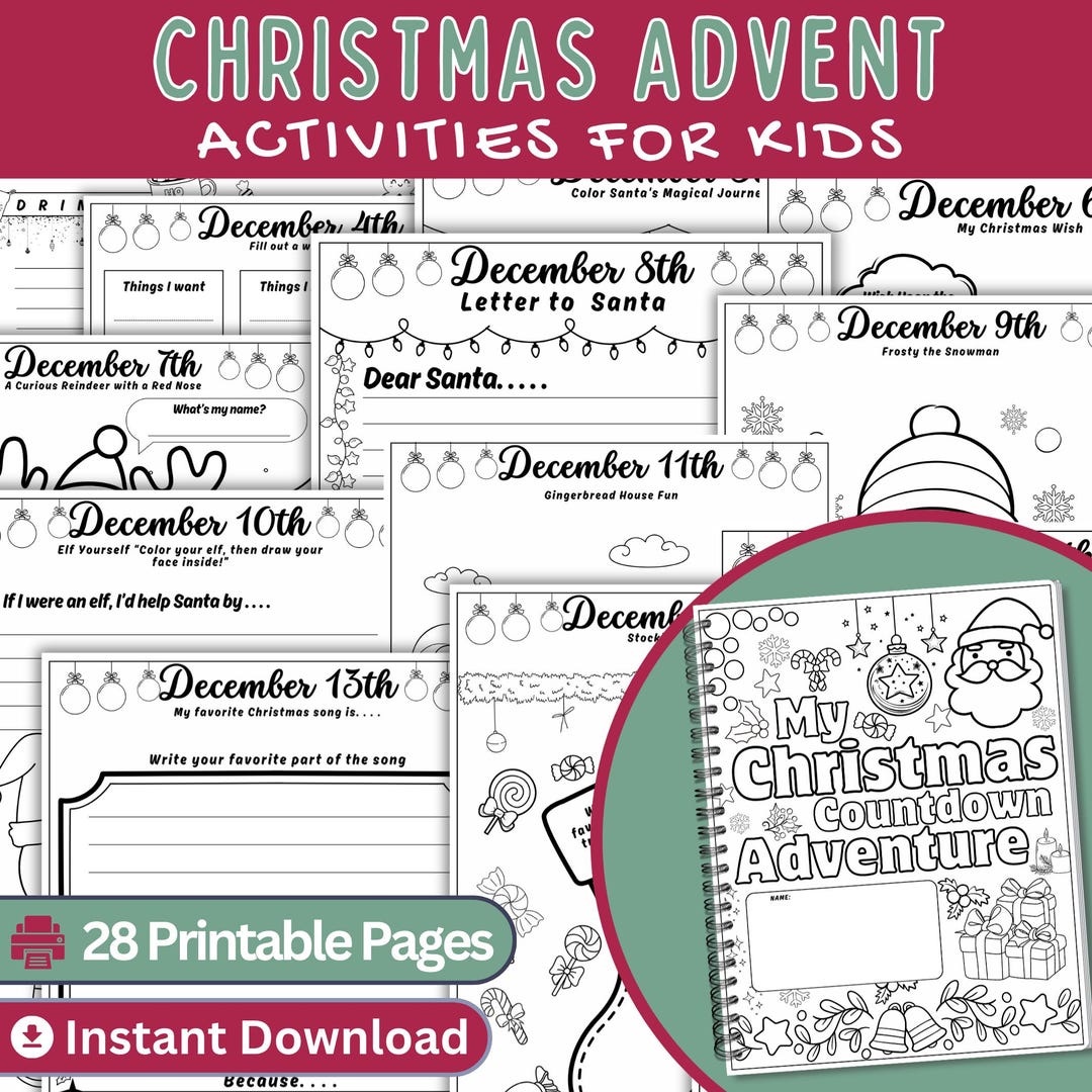 Christmas Advent Activity Book Printable – 26 Days of Holiday Fun Kids ...