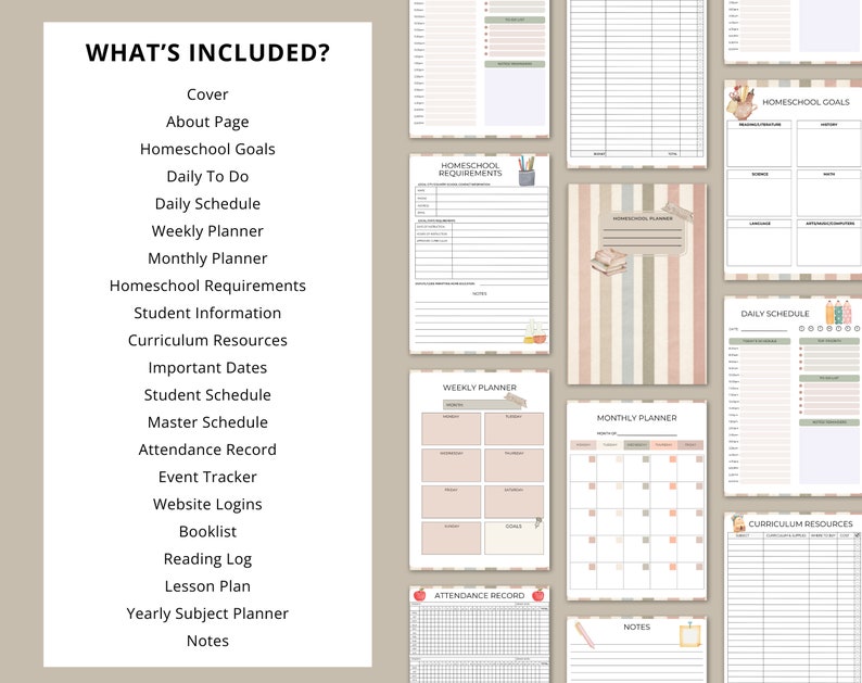 Printable Homeschool Planner: Daily, Weekly, Monthly Schedules for ...