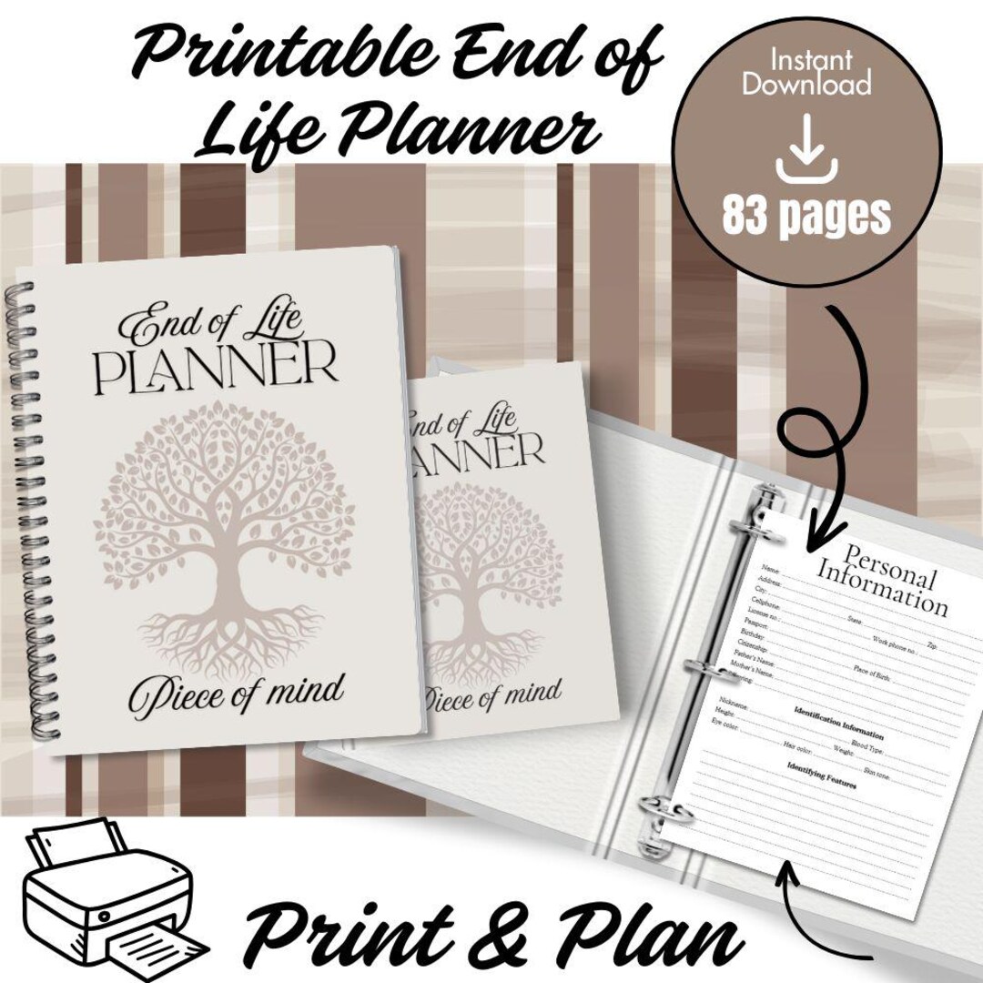 End of Life Planner Binder 83 Printable Pages | Estate Medical ...
