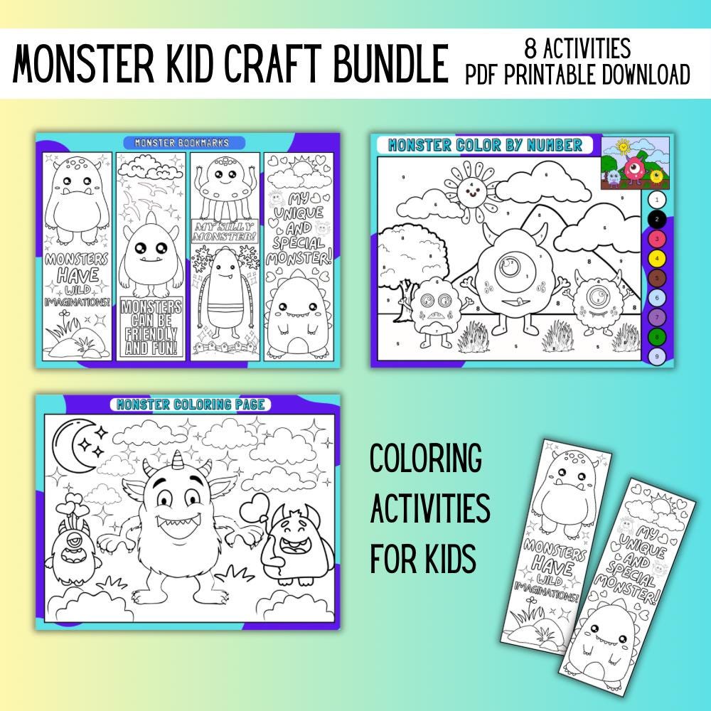Monster Craft Activity Bundle: Kids Printable Games (PDF Download) - Etsy