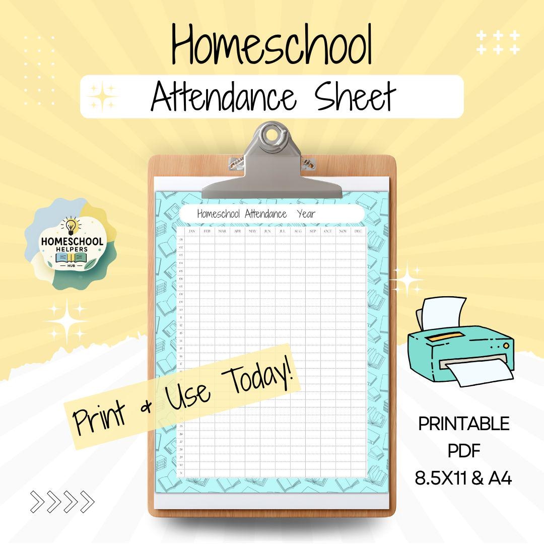 Printable Homeschool Student Attendance Tracker |record Keeping Log PDF ...
