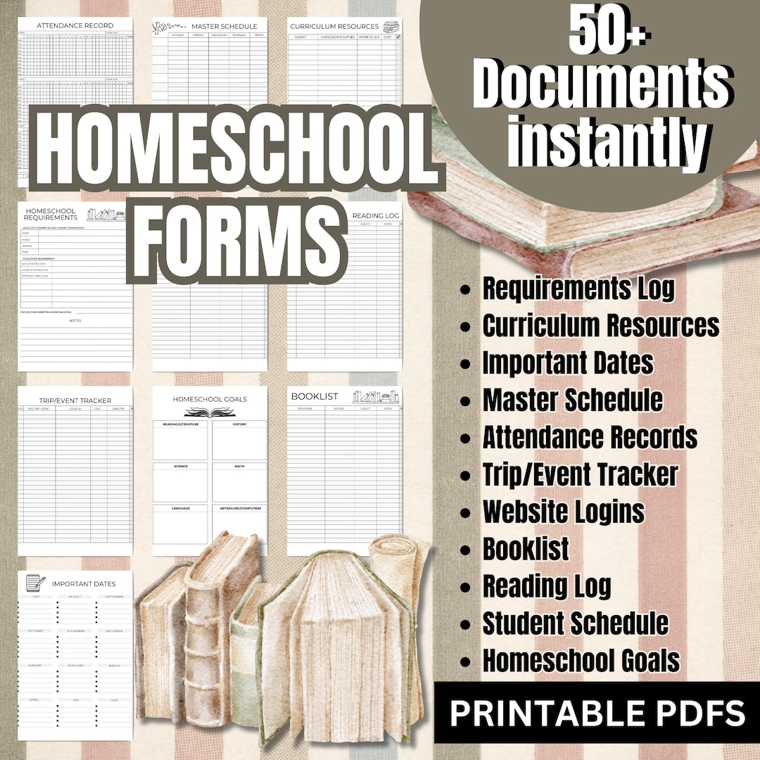50+ Homeschool Forms Bundle Documents Printable Tracker Schedule Log ...