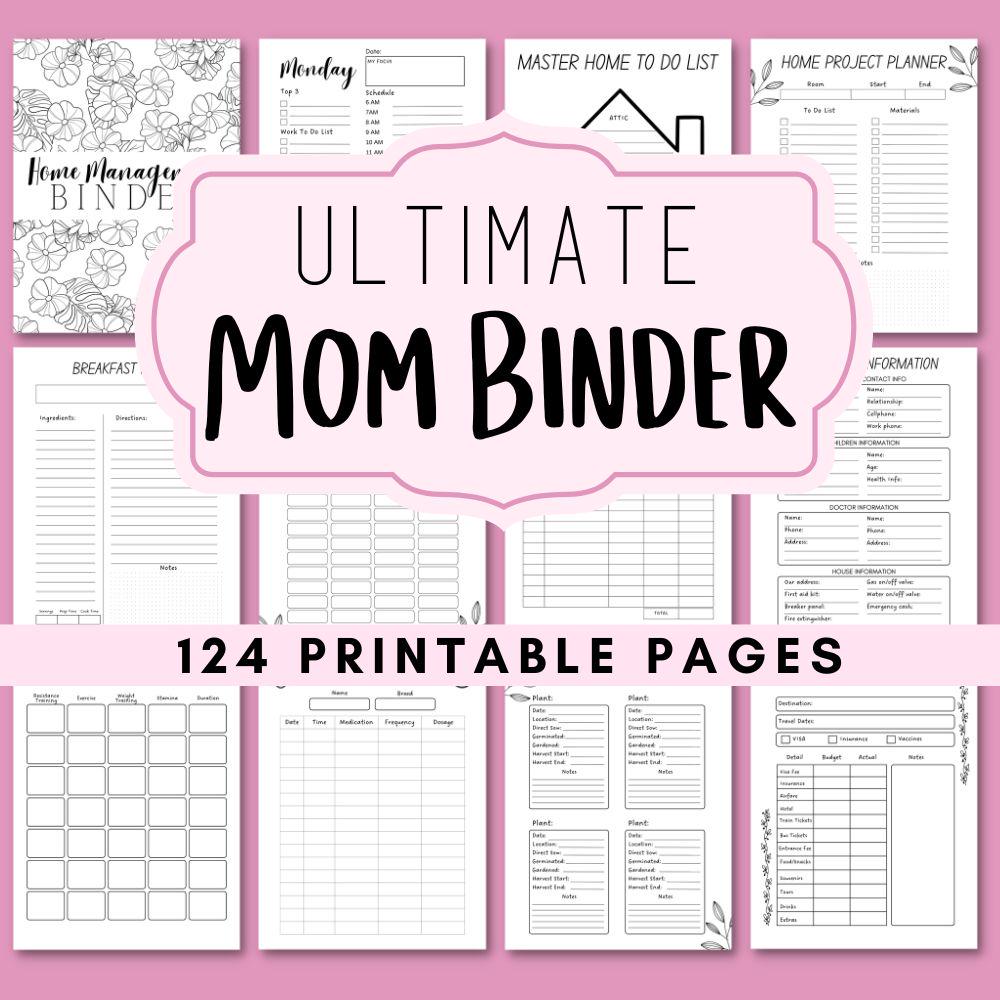 Mom Binder Printable Home Management Planner Family Organizer Routines ...