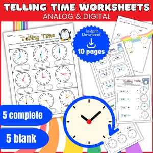 Learning to Tell Time Worksheets - Digital and Analog Clock Activities ...