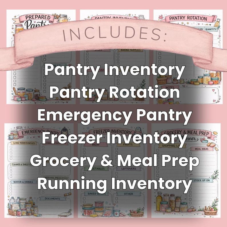 Pantry Inventory Printable PDF: Kitchen Organizer, Grocery List ...