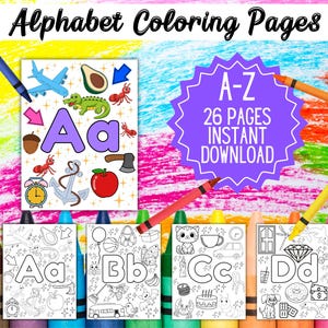 Alphabet Coloring Pages: Fun Learning for Kids (printable) - Etsy
