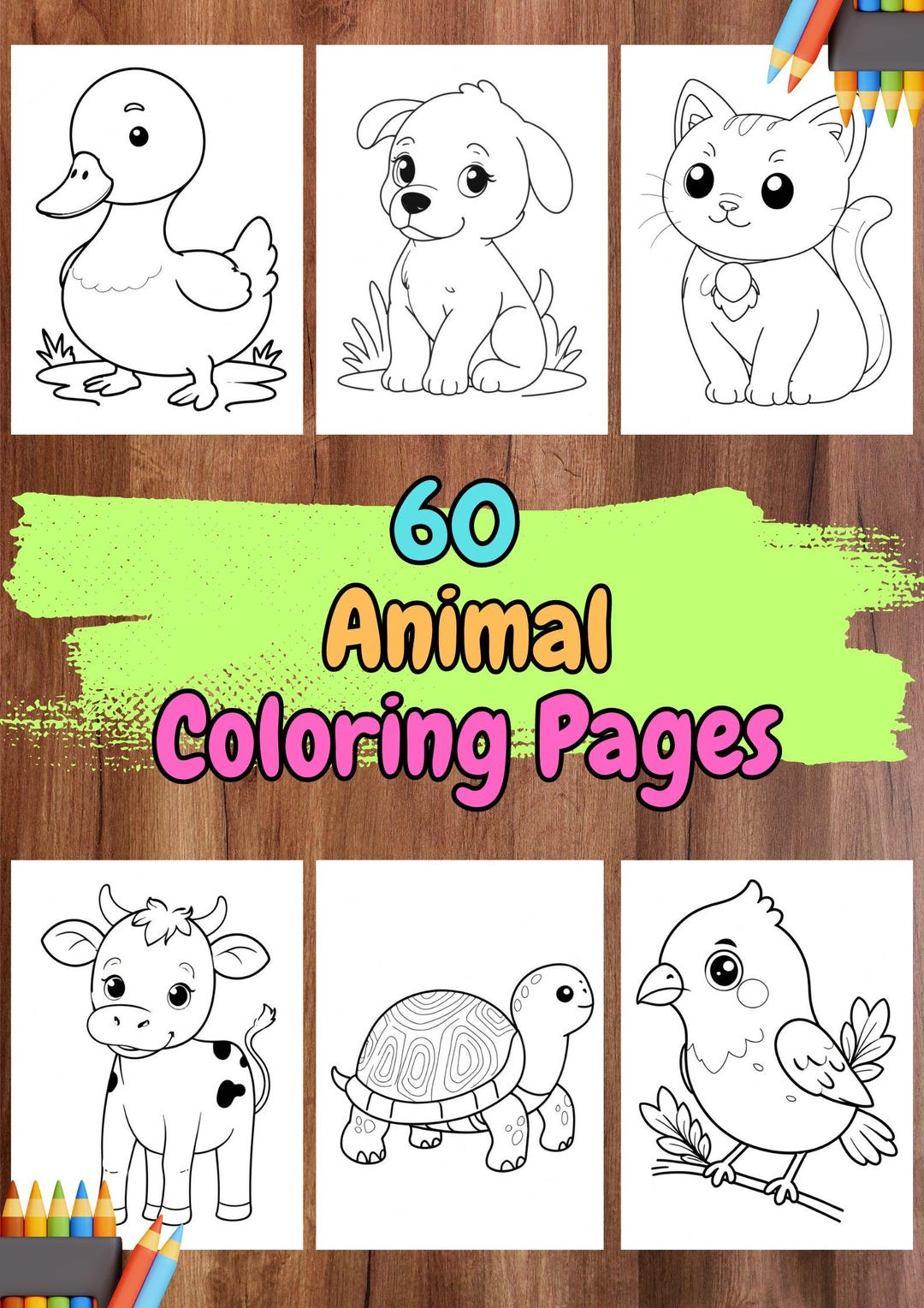Simple Animal Coloring Pages - Etsy