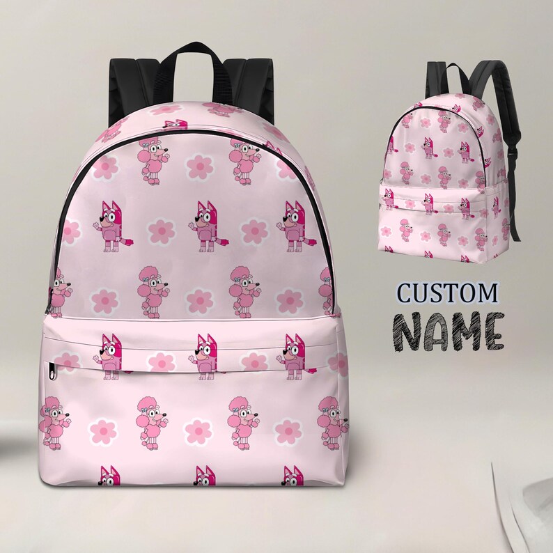 Pink Bluey and Bingo Backpack, Cartoon Dog Bag, Back to School Bag ...