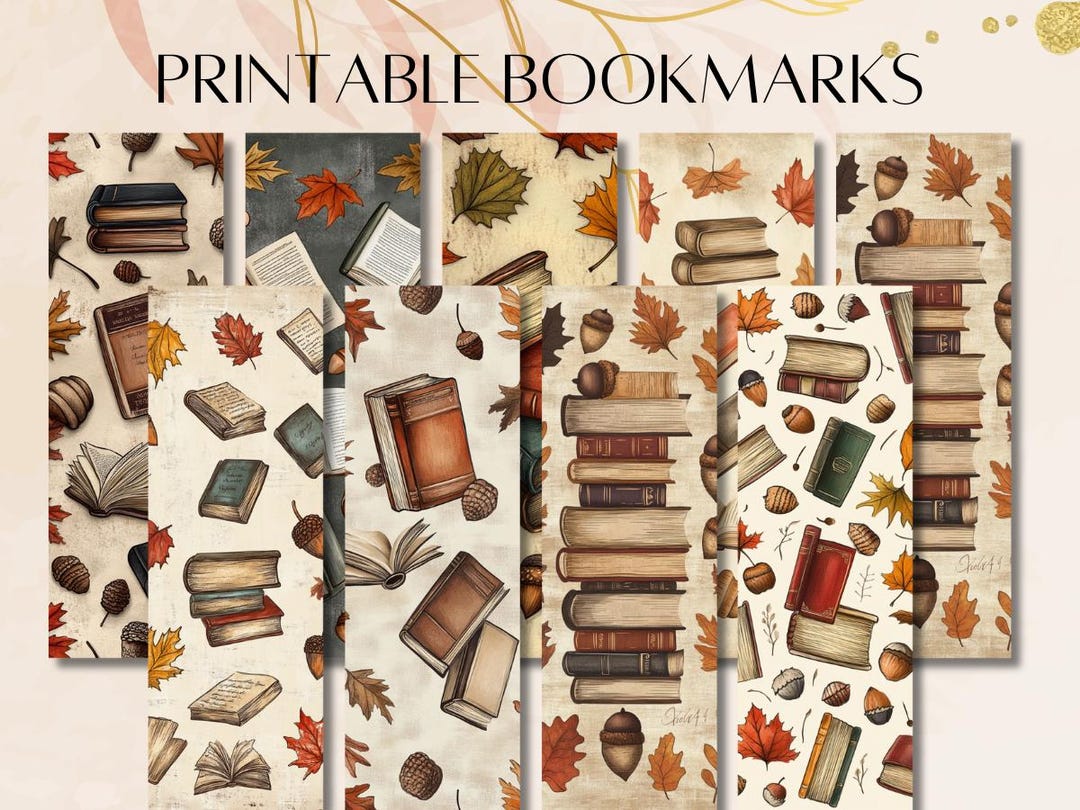 Autumn Inspired Printable Bookmarks Set Cute Reads Gifts for Book ...