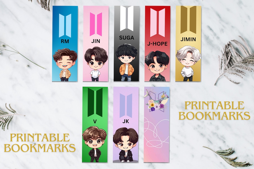 K Pop Inspired Printable Bookmarks BTS Collection Bookmarks for Army ...