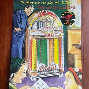 Wurlitzer Vintage Nickel Record Player Metal Promotional Sign Wall Ad ...
