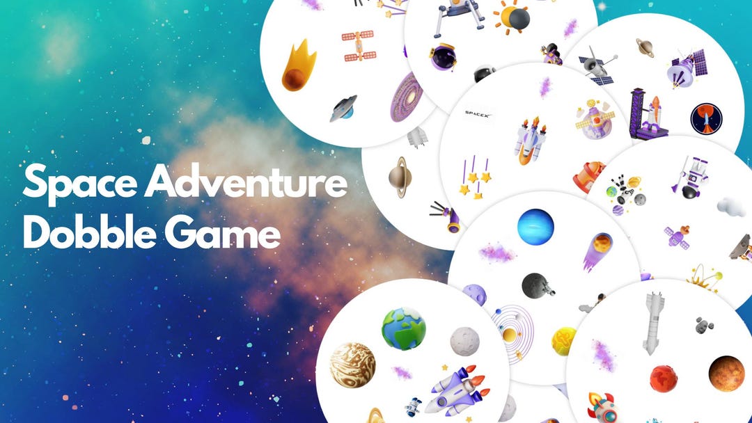 Space Adventure Dobble Game | Fun & Educational Printable Spot It Game ...