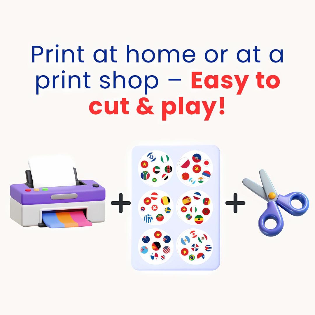 Printable Countries Matching Card Game | Digital Spot-it Style Flags ...