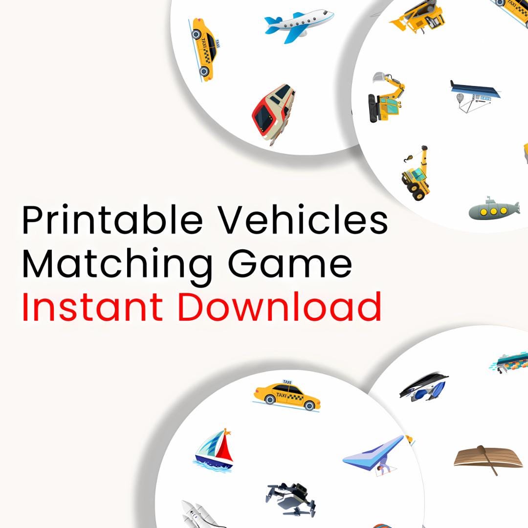 Vehicles & Transportation Dobble / Spot-it Style Game - Etsy