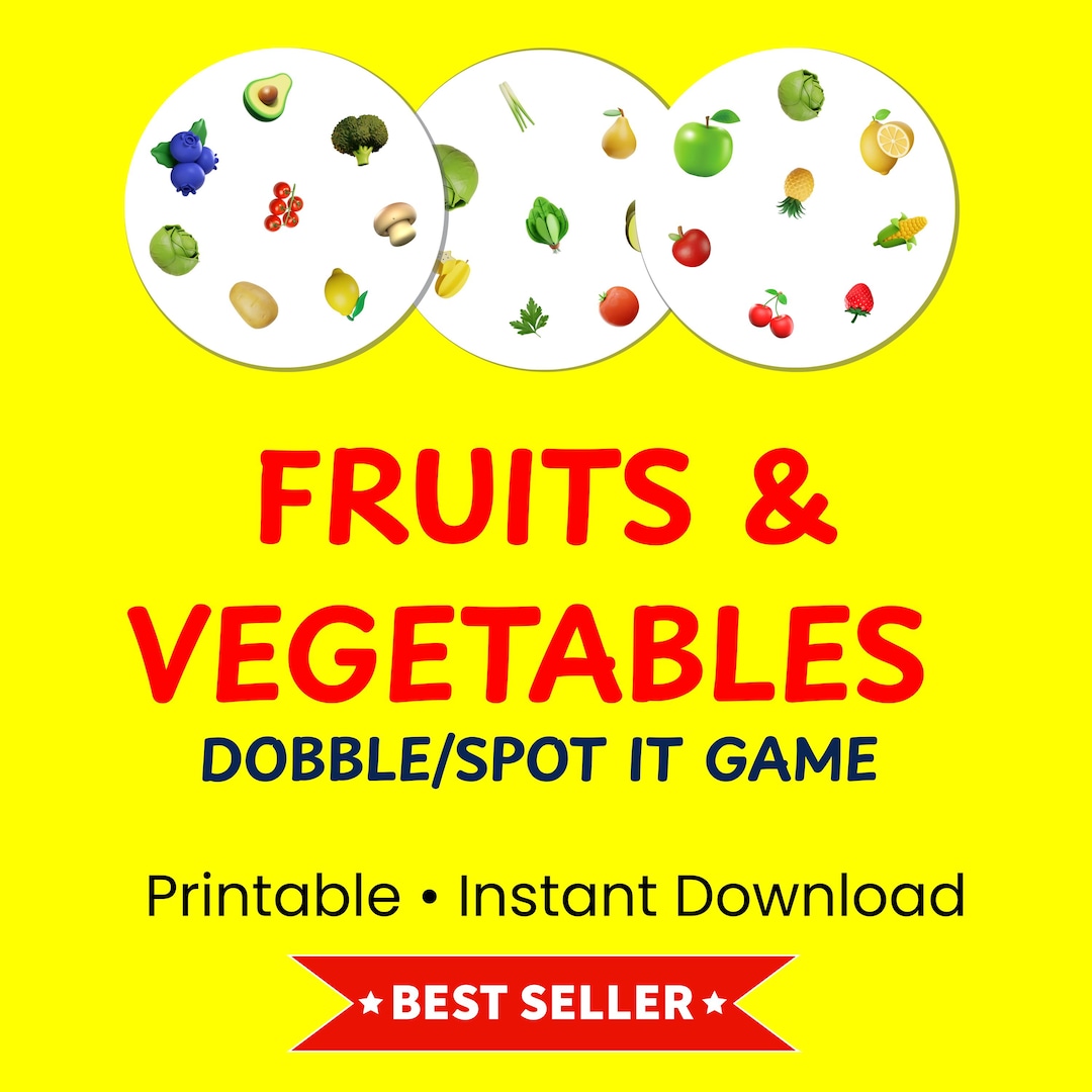 Fruit & Vegetable Spot It Game: Fun Printable Game (digital Download ...