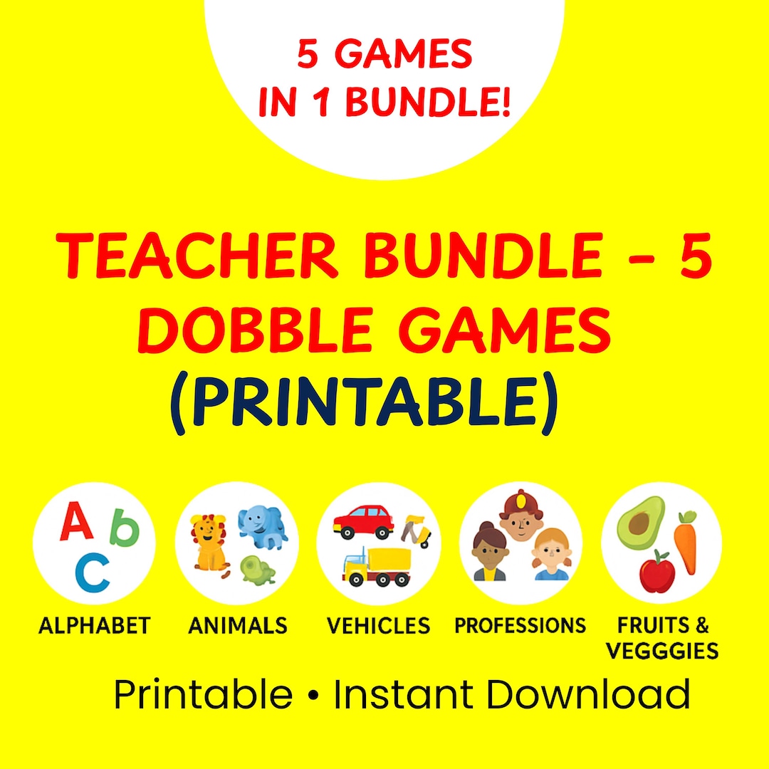 Teacher Dobble Bundle – 5 Printable Learning Games for Classroom and ...