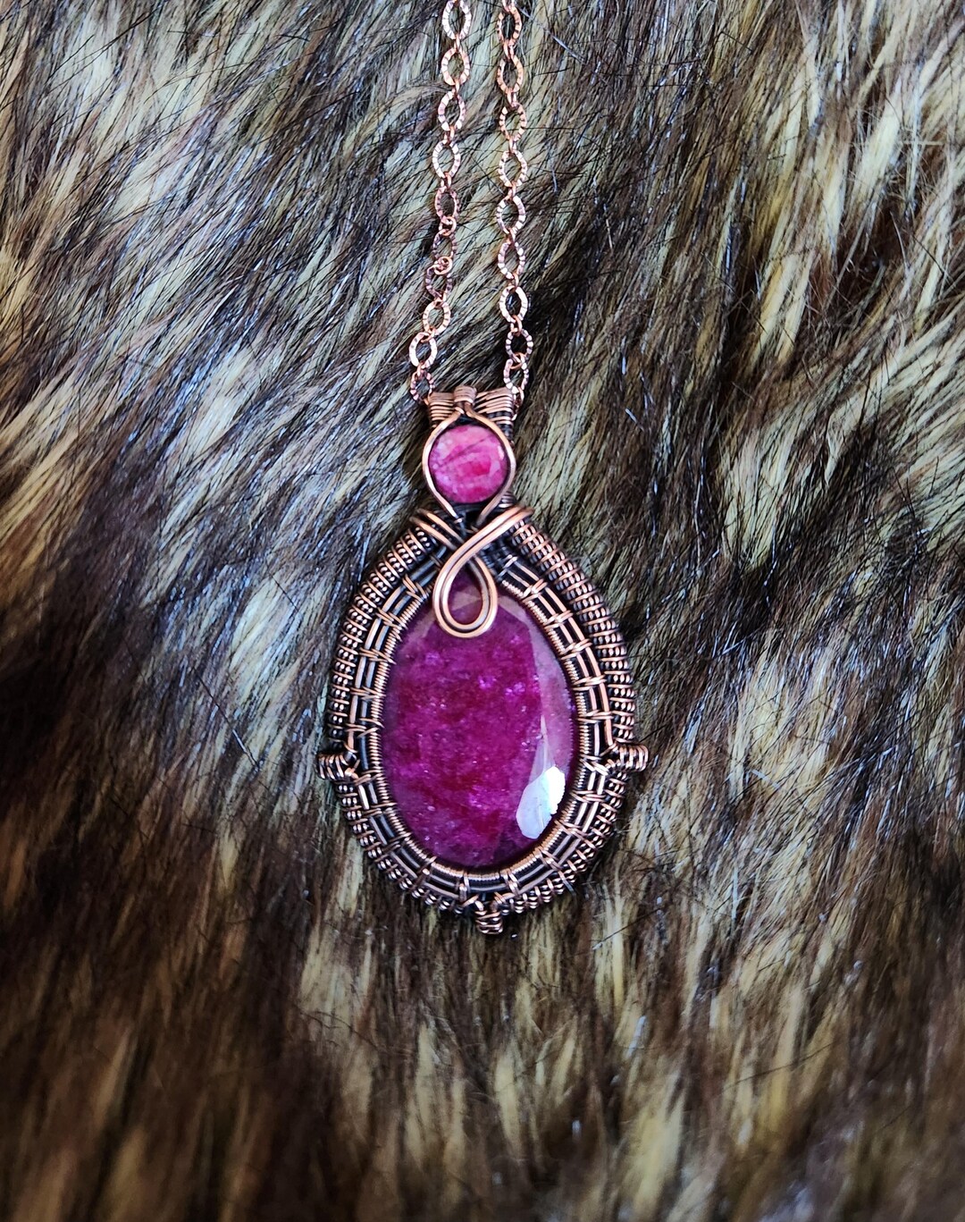 Kashmir Ruby Copper Wrapped Goddess Necklace - Etsy