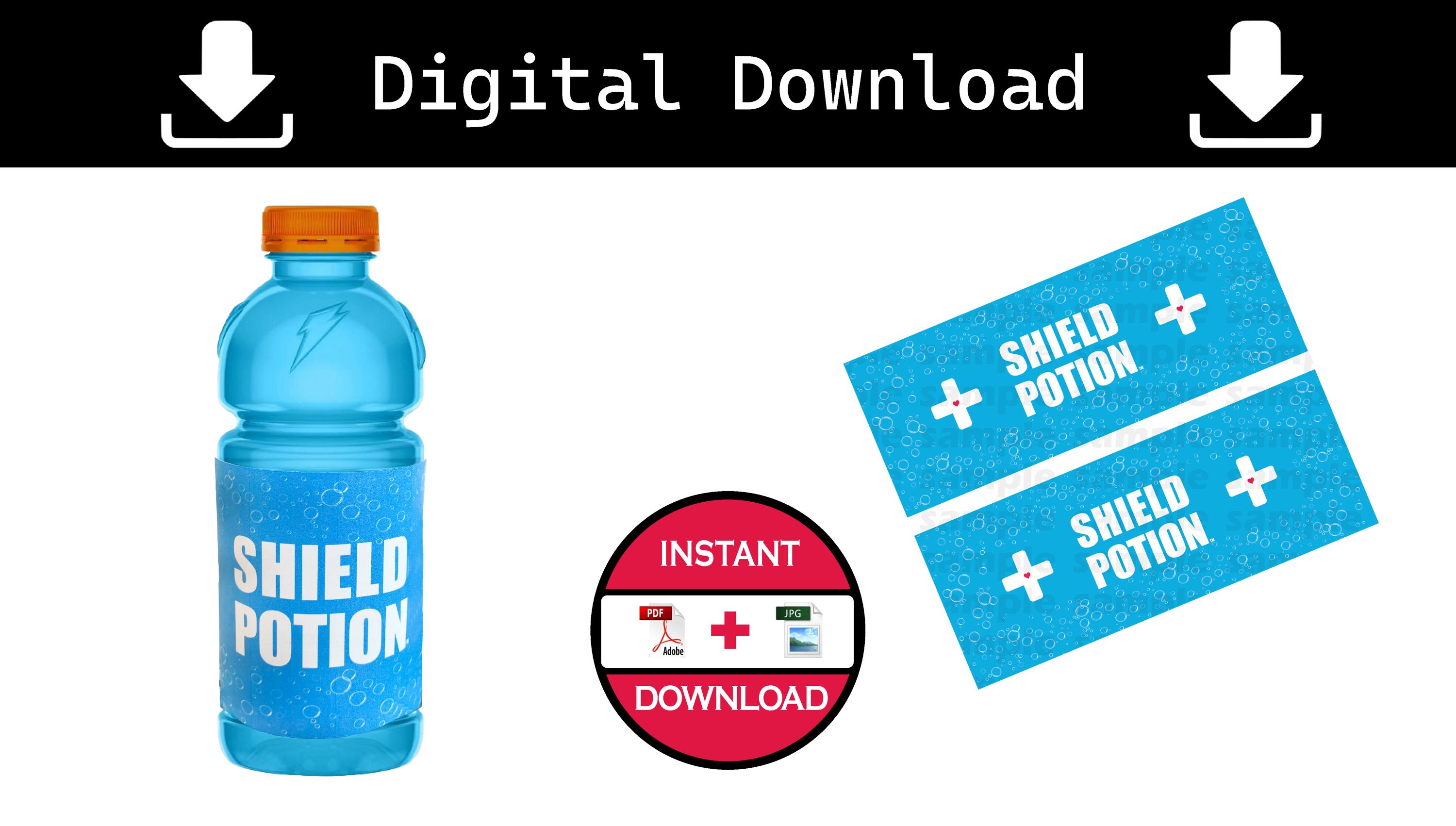 Shield Potion Gatorade Label – Gamer Birthday, Kids Party Décor, Gamer ...