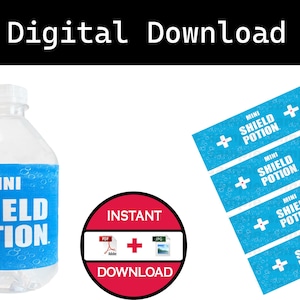 MINI Shield Potion Water Bottle Label – Gamer Birthday, Kids Party ...